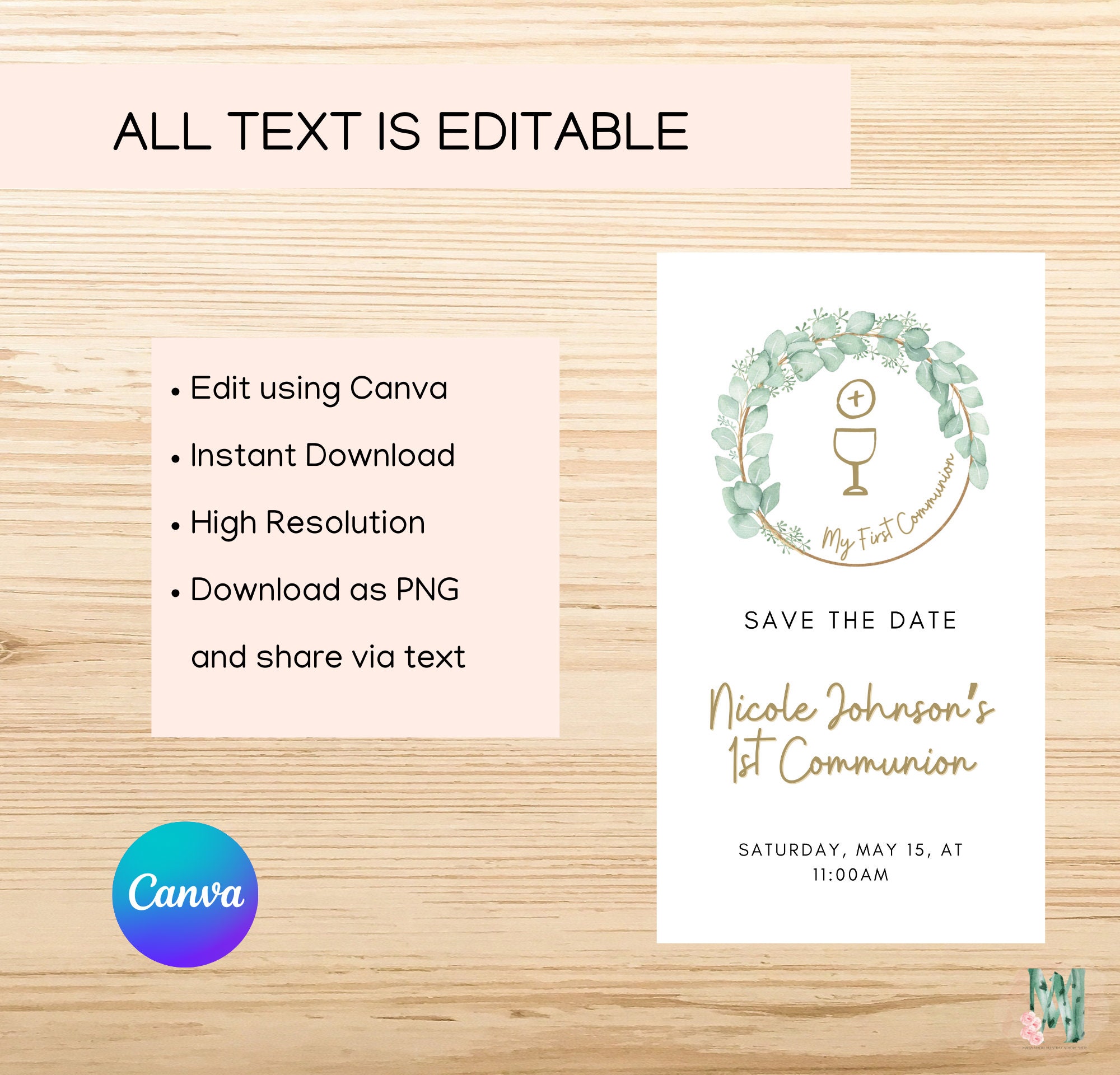 First Communion Bundle. First Communion Digital Save the Date and ...