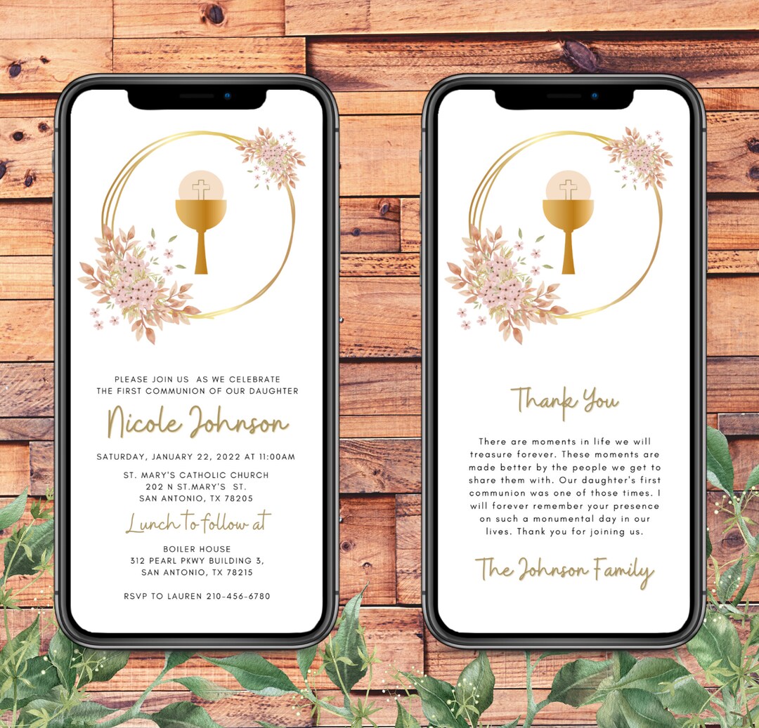 Digital First Communion Invitation Digital Communion Invitation ...