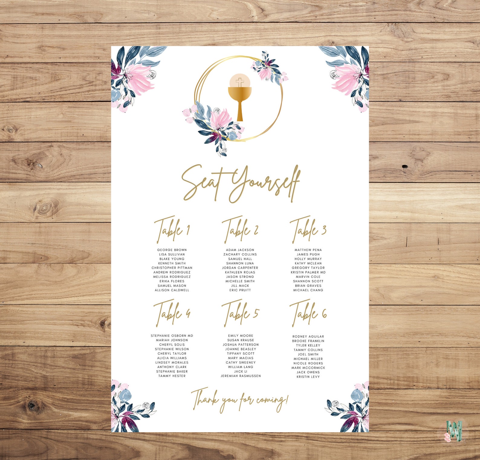 Printable Table Seating Chart for First Communion Template Canva ...