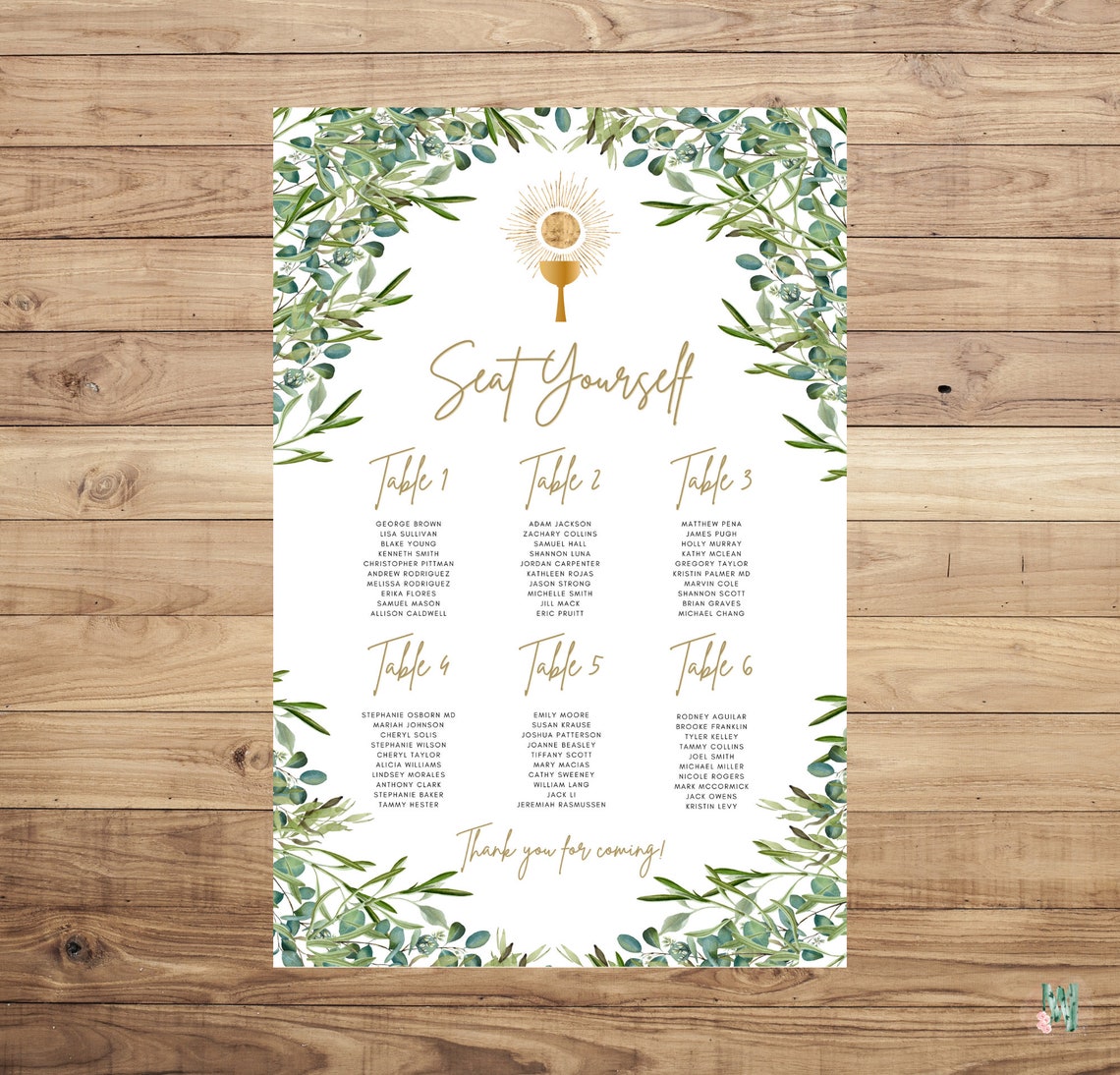 Printable Table Seating Chart for First Communion Template Canva ...