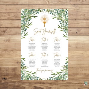 Printable Table Seating Chart for First Communion Template Canva ...