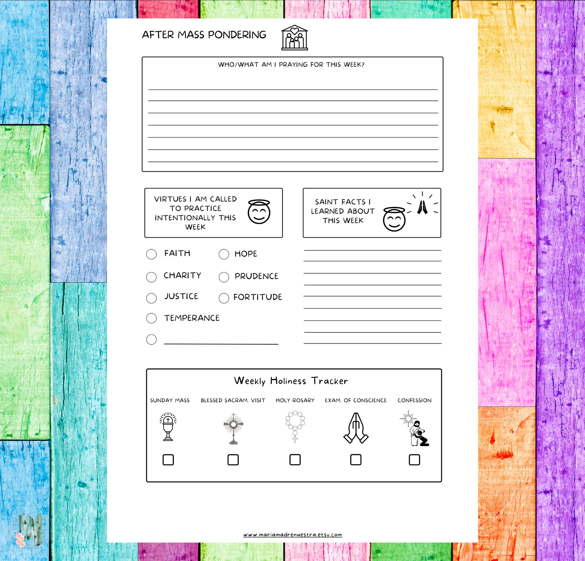 Sunday Mass Notes Printable Download and Print Holiness Tracker Sunday ...