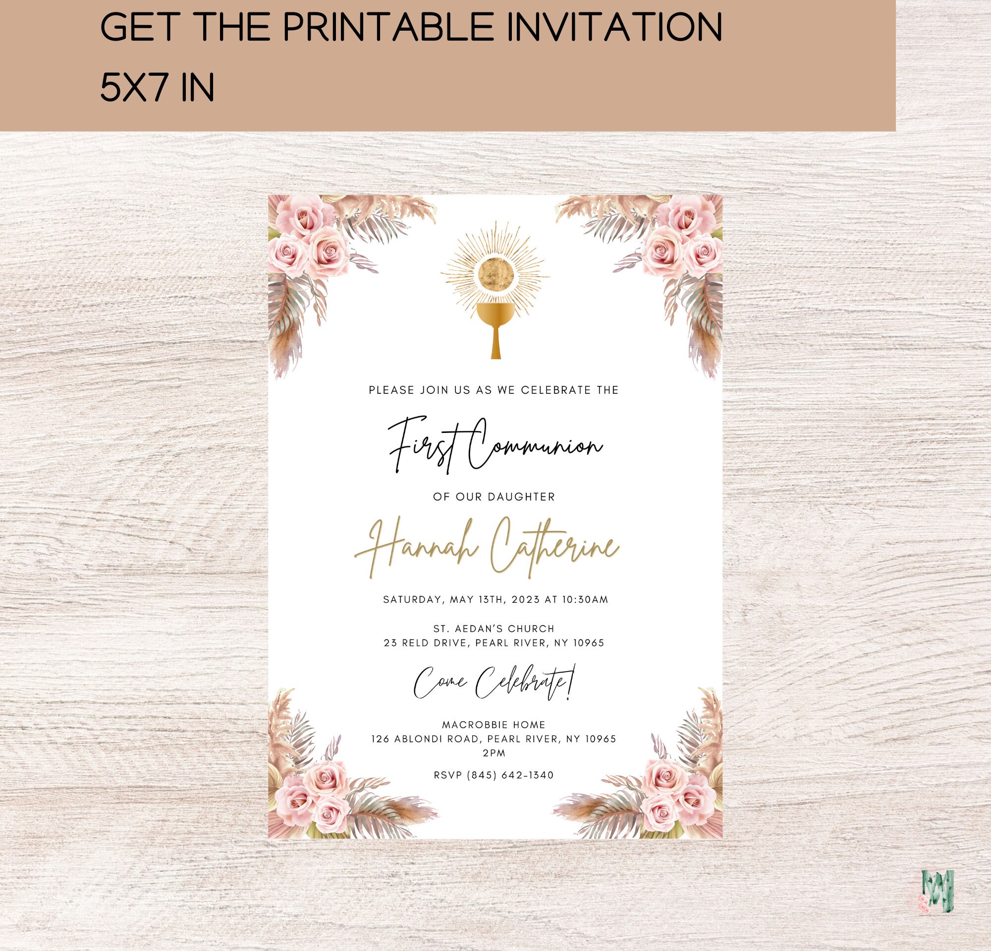 Printable Table Seating Chart for First Communion Template Canva ...