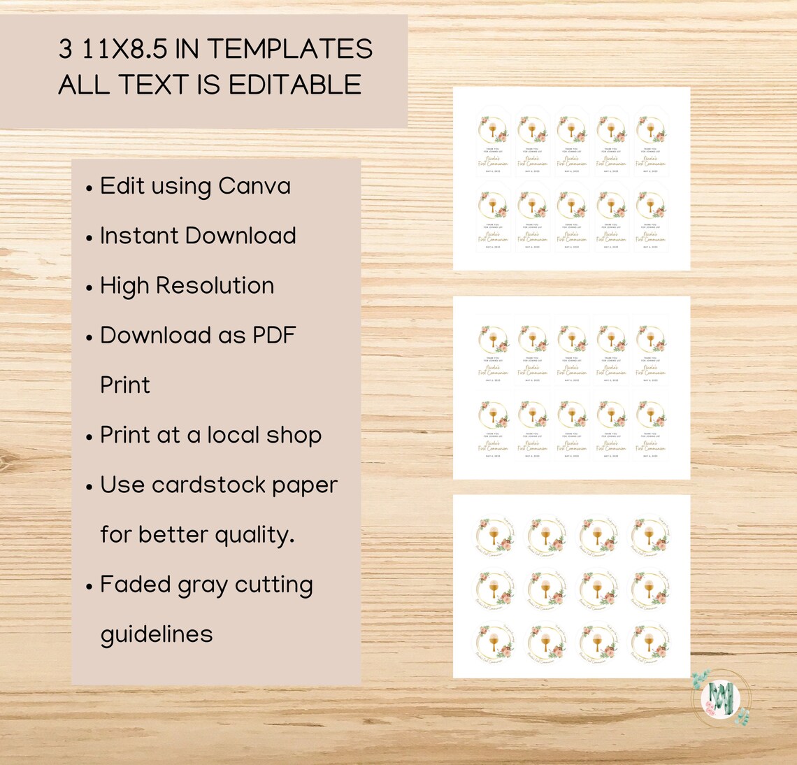 Digital First Communion Invitation Menu Card Table Card Favor - Etsy
