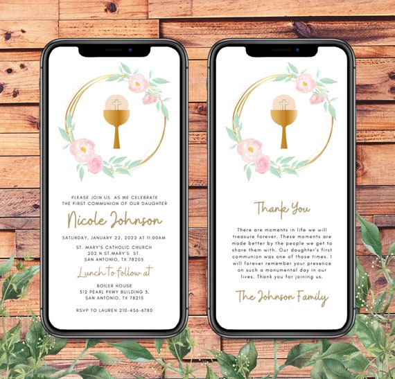 Digital First Communion Invitation Digital Communion - Etsy