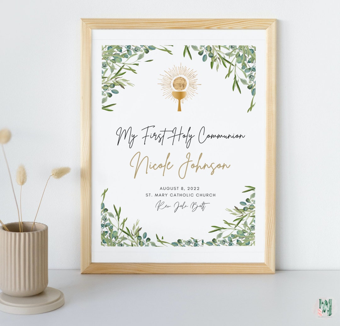 Digital First Communion Sign Digital Communion Sign Template Canva ...