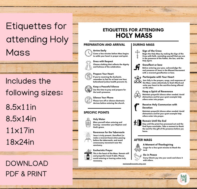 Catholic Mass Etiquette Guide, Printable RCIA Resource (digital ...