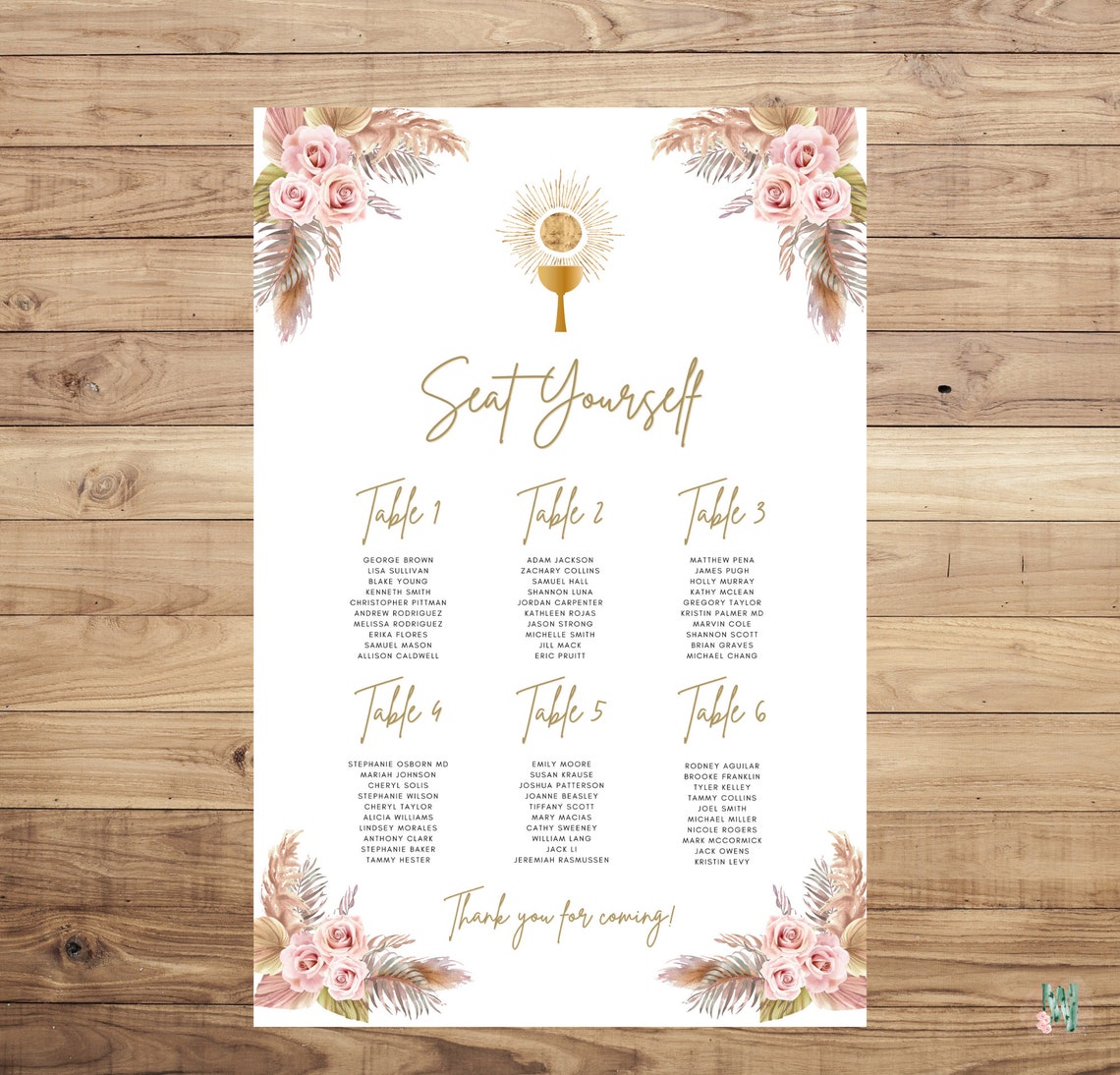 Printable Table Seating Chart for First Communion Template Canva ...
