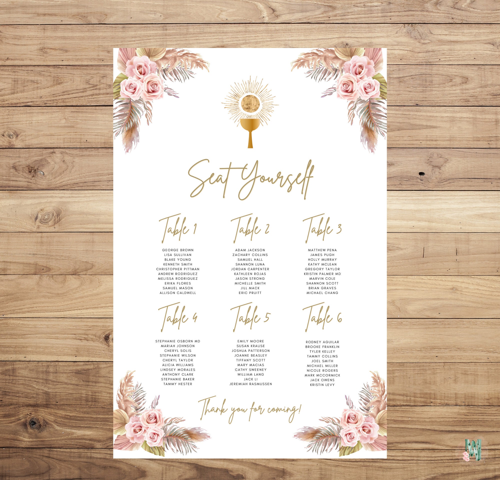Printable Table Seating Chart for First Communion Template Canva ...