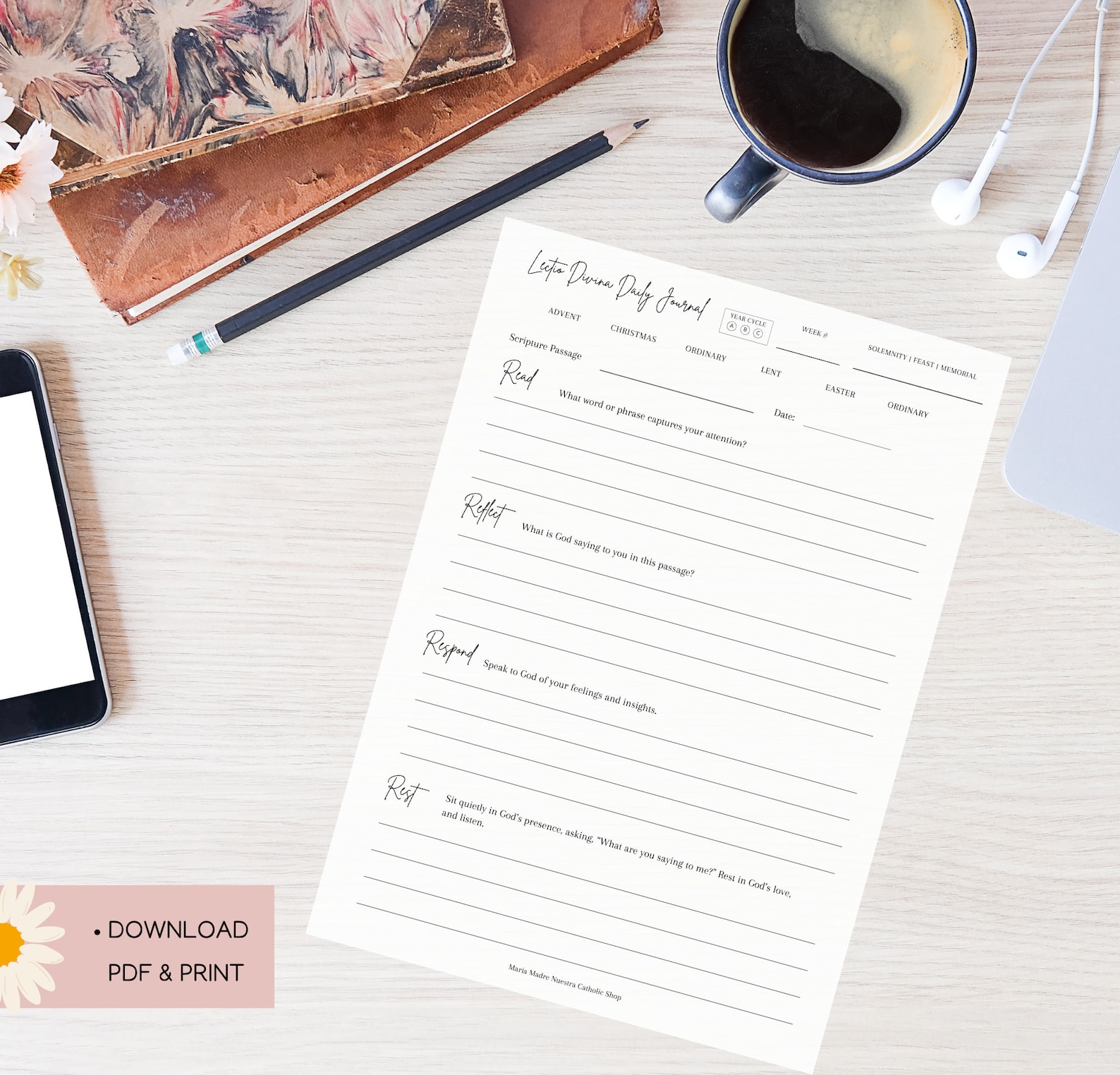 Lectio Divina Daily Journal: Catholic Prayer Journal (printable ...