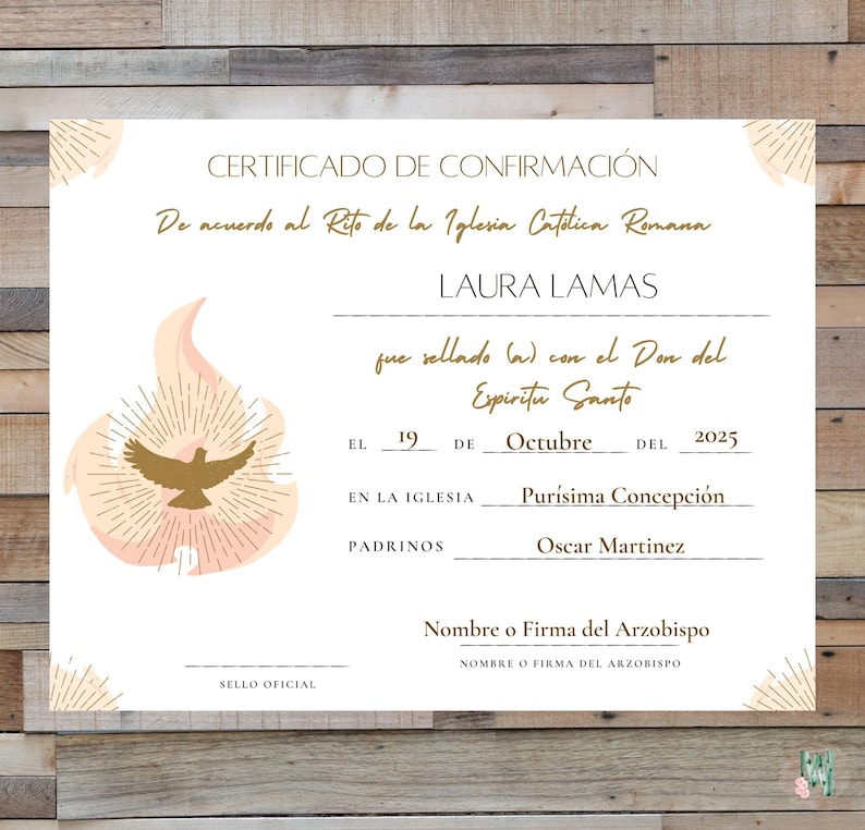 Catholic Confirmation Certificate: Editable Template (digital Download ...