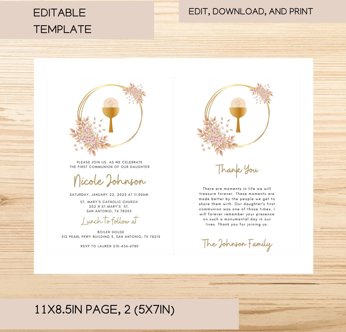 Digital First Communion Invitation Digital Communion Invitation ...