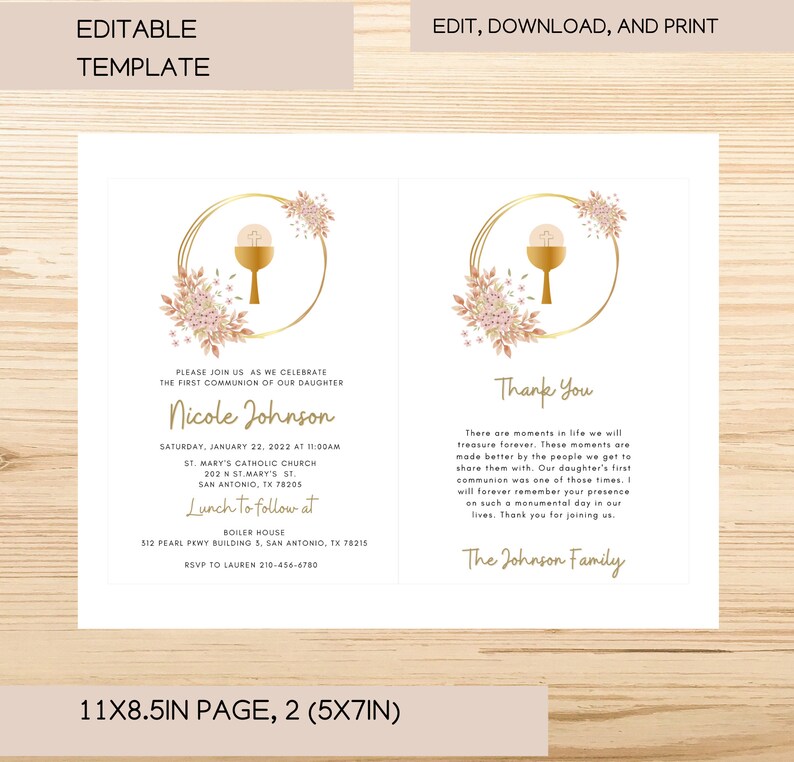 Digital First Communion Invitation Digital Communion Invitation ...