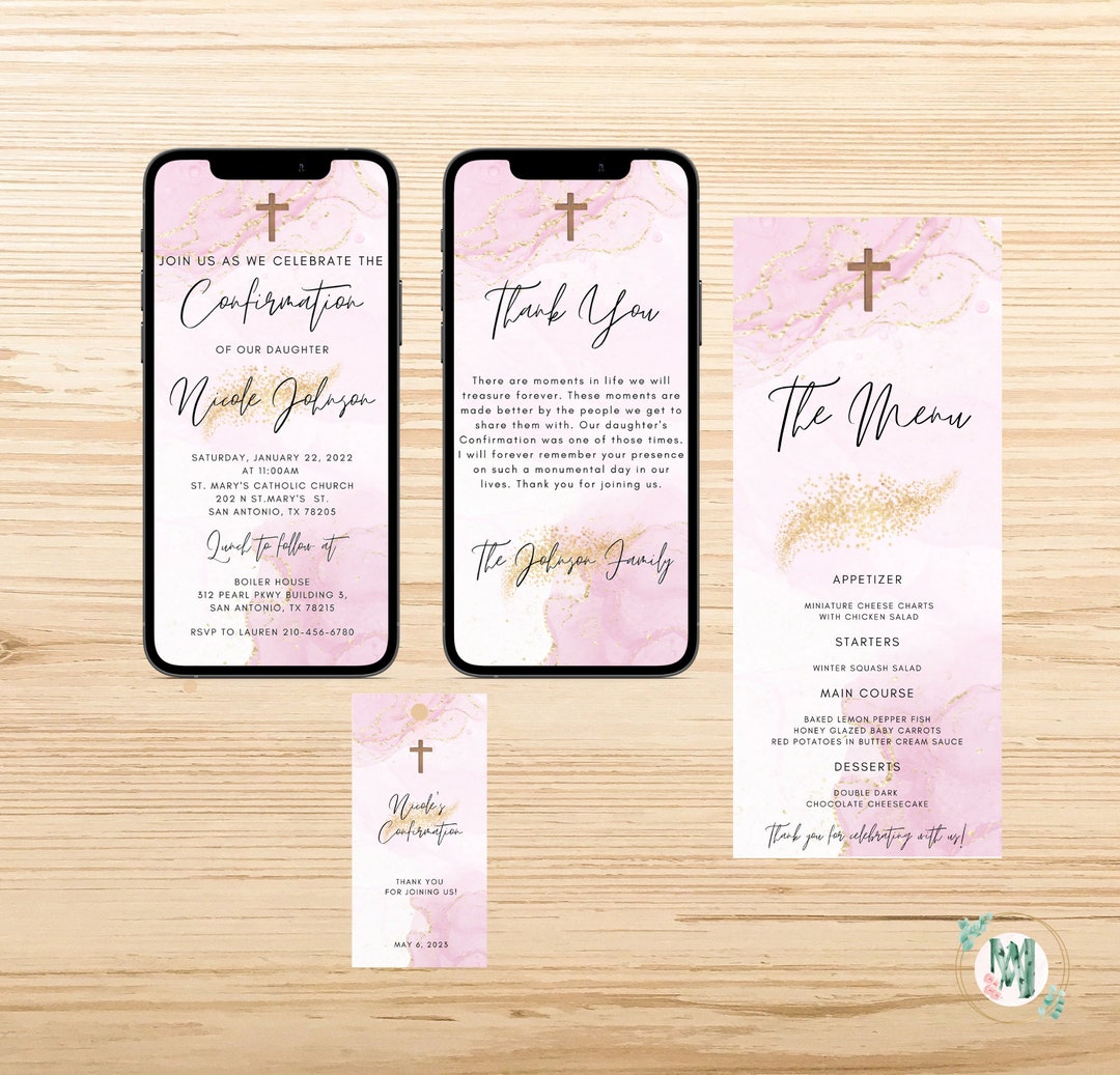 Confirmation Invitation Digital Confirmation Invitation Menu Card Favor ...