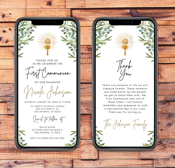 Digital First Communion Invitation Digital Communion - Etsy