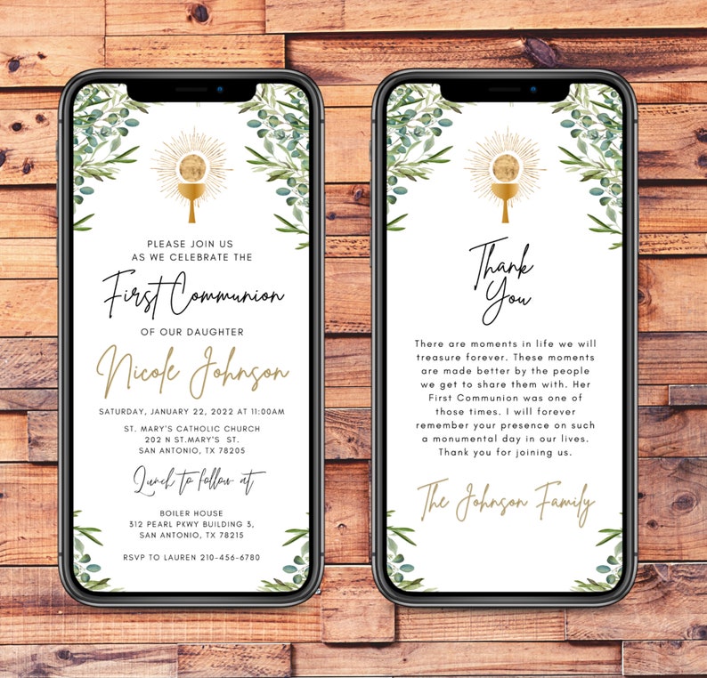 Digital First Communion Invitation Digital Communion | Etsy