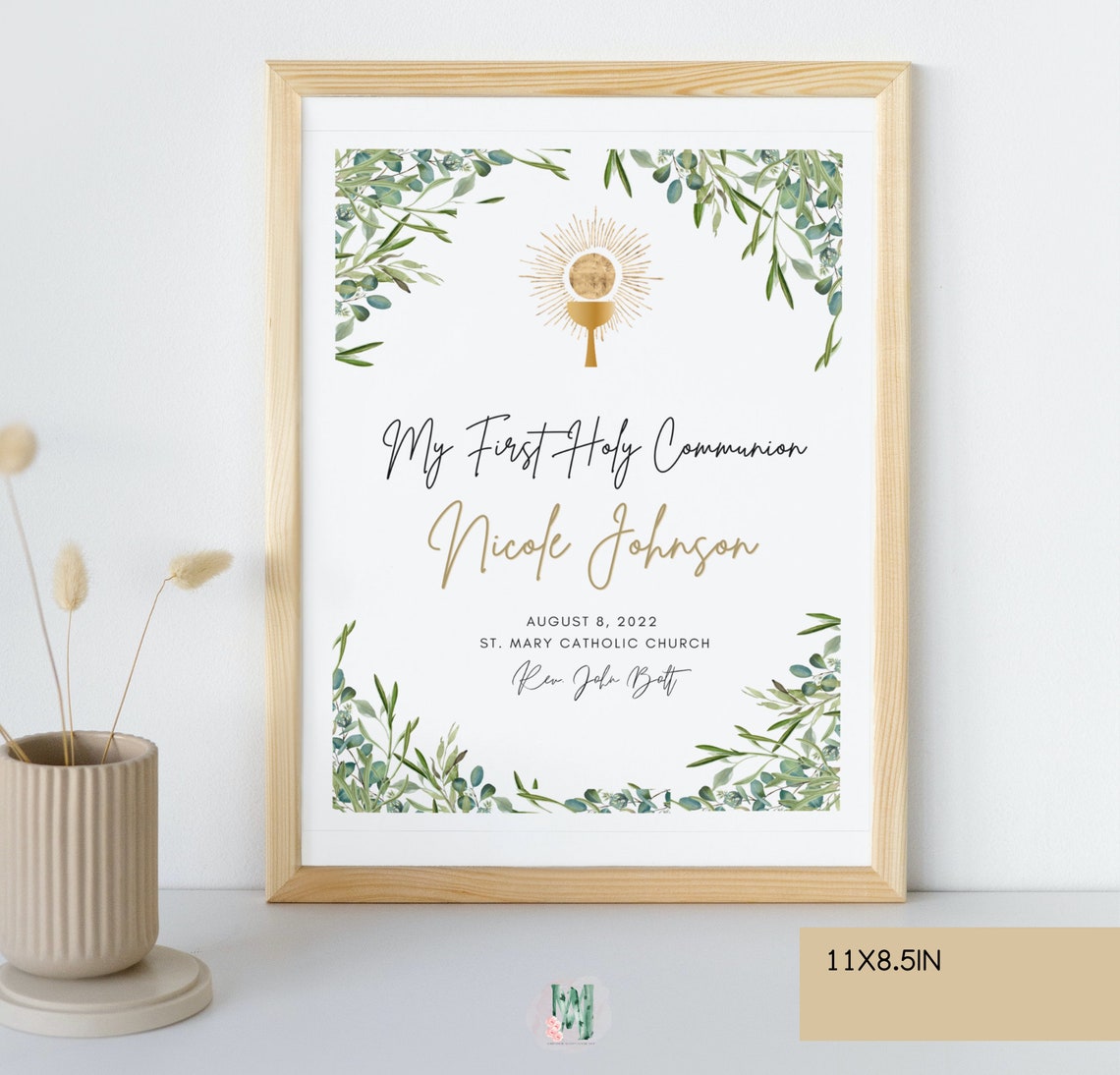 Digital First Communion Sign Digital Communion Sign Template Canva ...