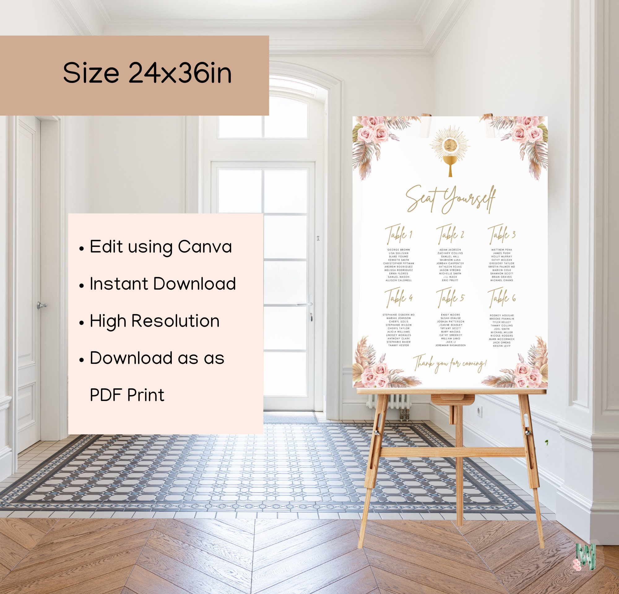 Printable Table Seating Chart for First Communion Template Canva ...