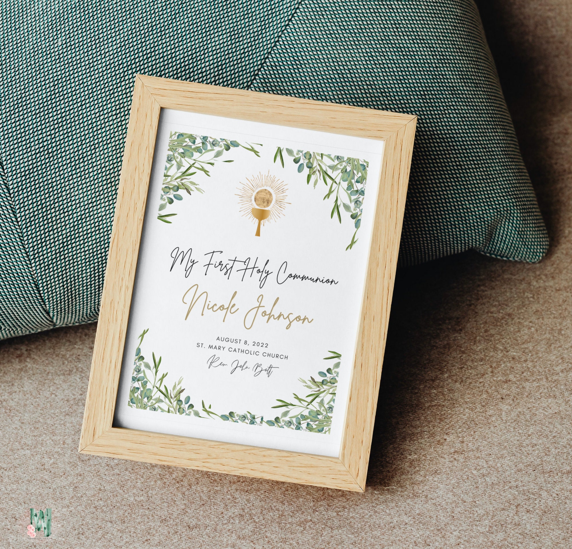 Digital First Communion Sign Digital Communion Sign Template Canva ...