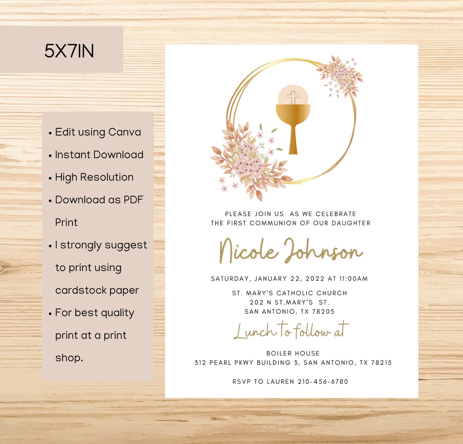 Digital First Communion Invitation Digital Communion Invitation ...