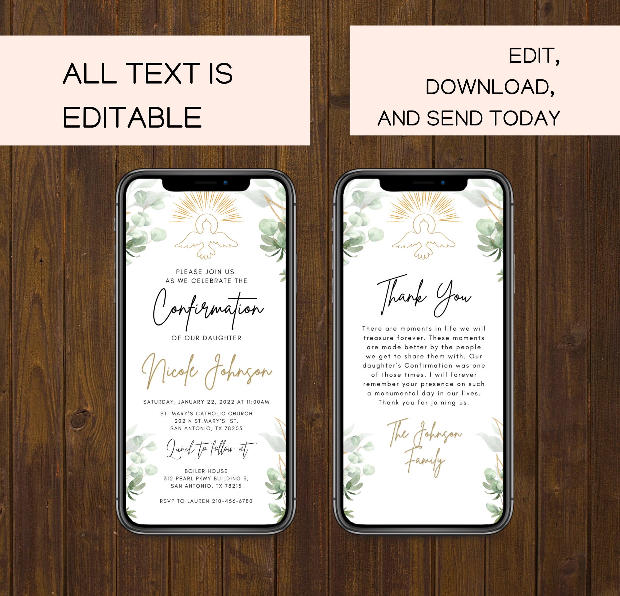 Confirmation Invitation Digital Confirmation Invitation - Etsy