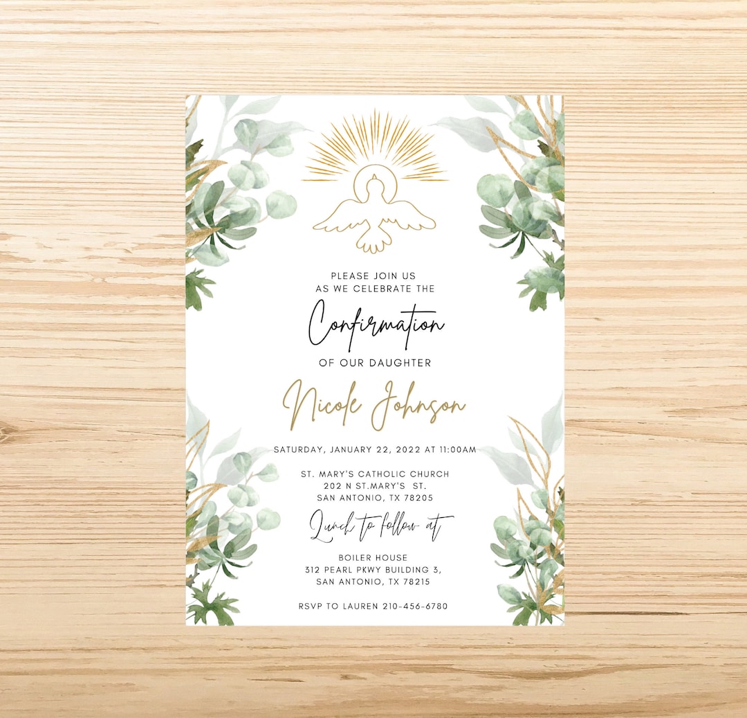 Confirmation Invitation 5x7in Editable and Printable Invitation Digital ...