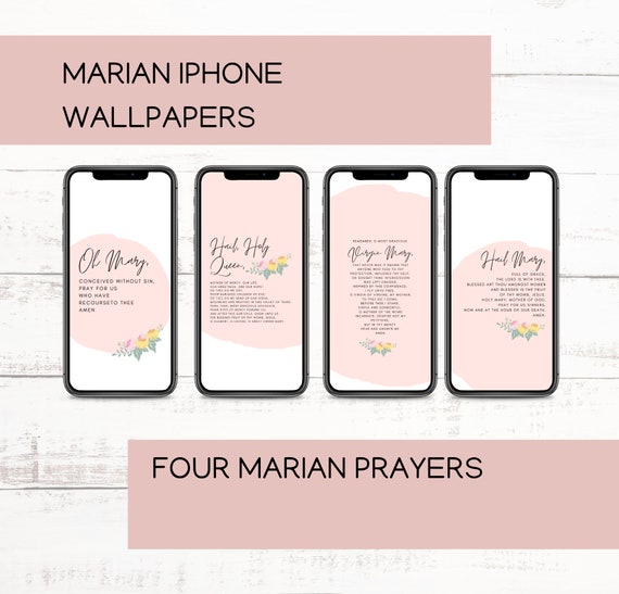 Catholic Iphone Wallpaper Marian Prayers Hail Mary Oh Mary the - Etsy ...
