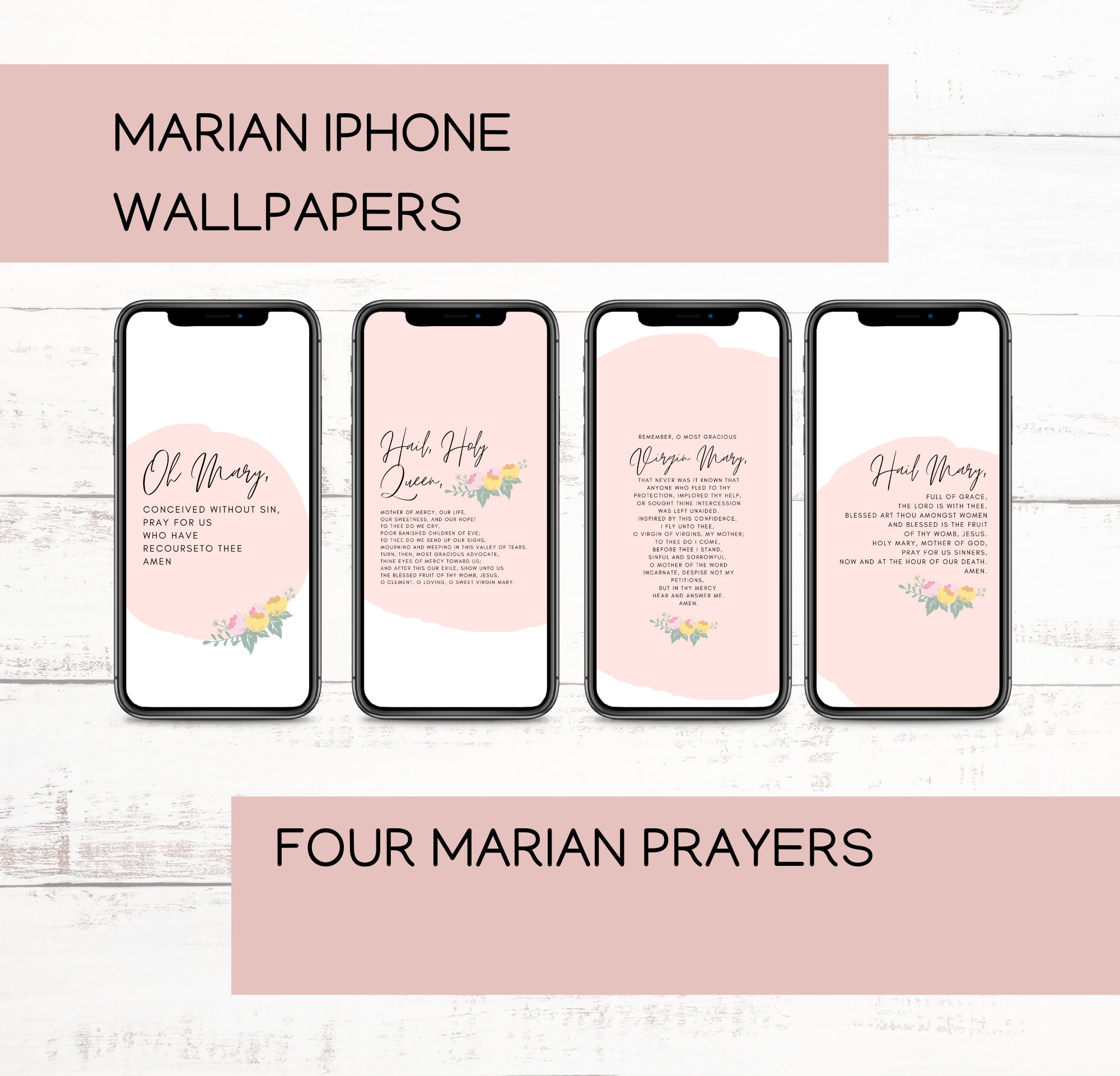 Marian Prayers iPhone Wallpaper: Soft Pink Christian Backgrounds ...