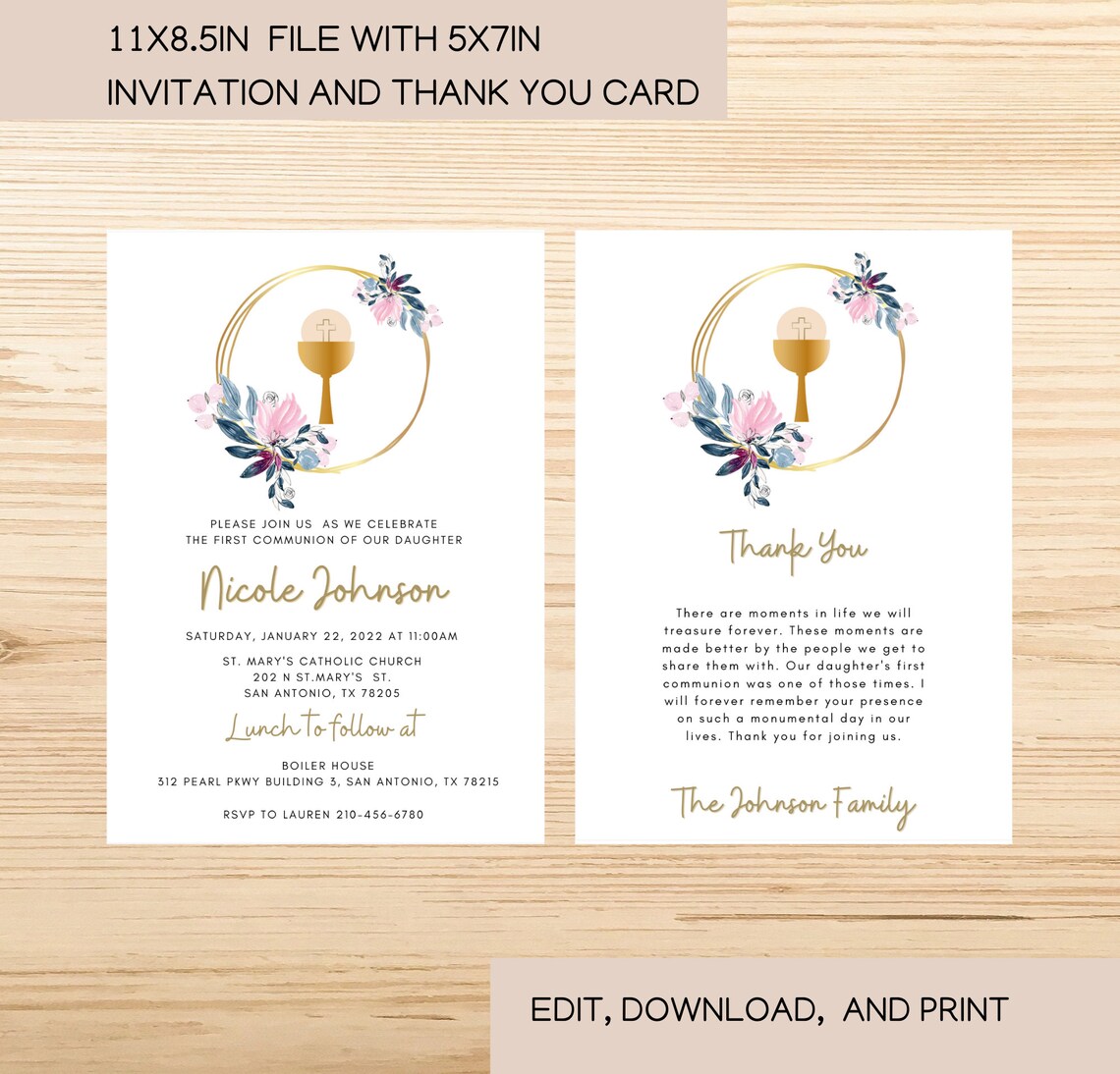 Printable First Communion Invitation Communion Invitation Template ...