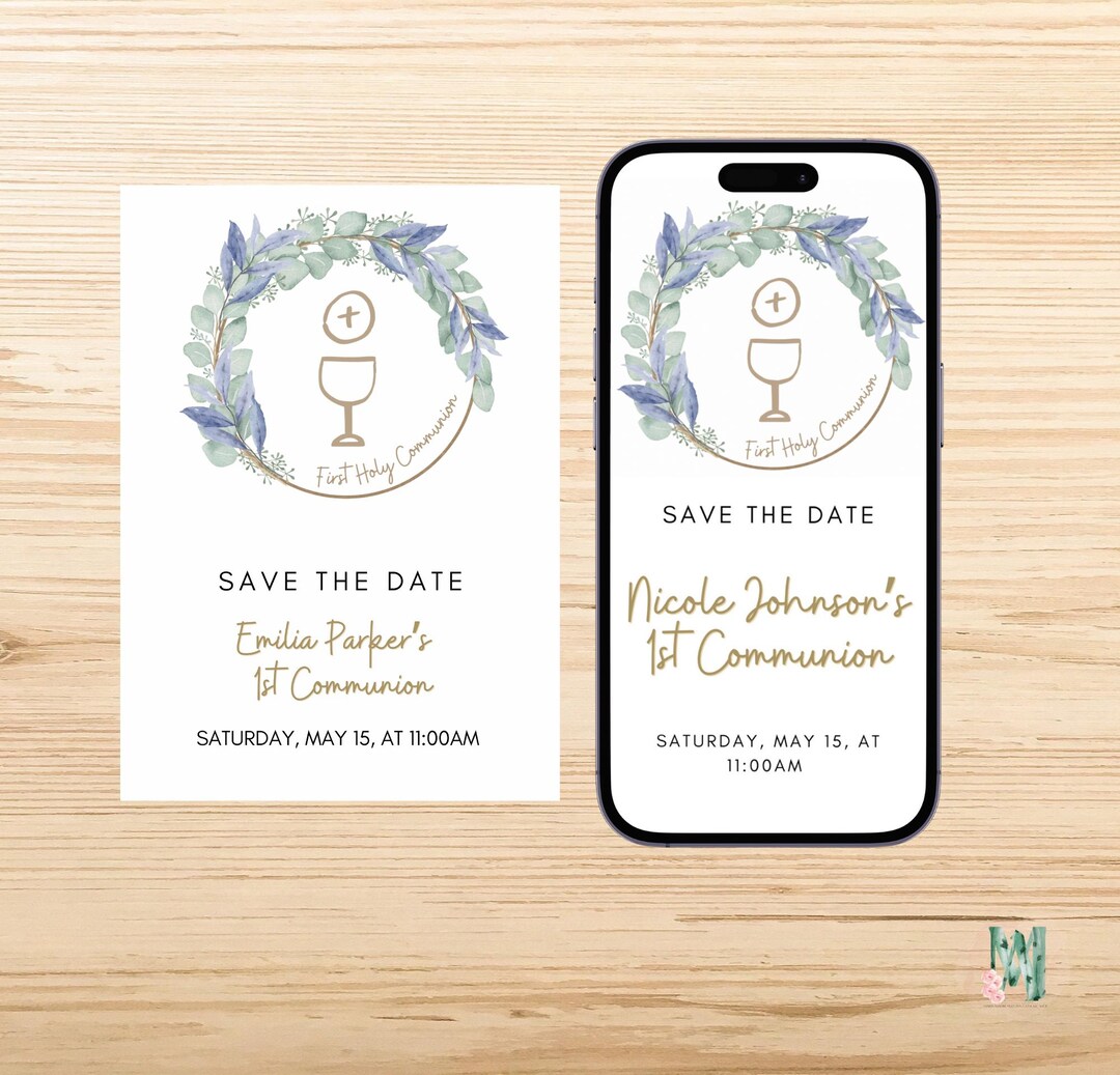 Dusty Blue First Communion Bundle. First Communion Digital Save the ...