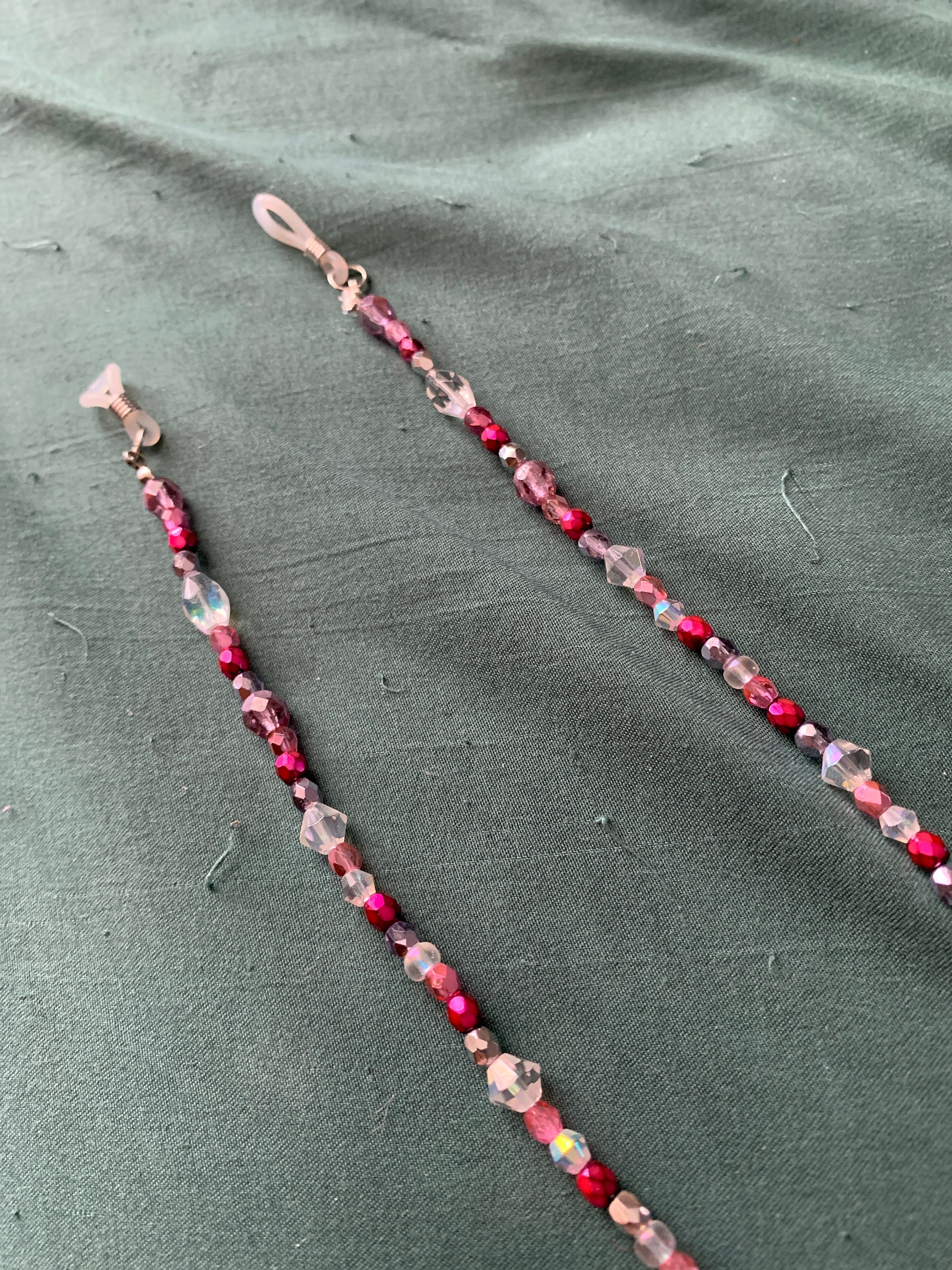 Pink Beaded Glasses Chain - Etsy UK