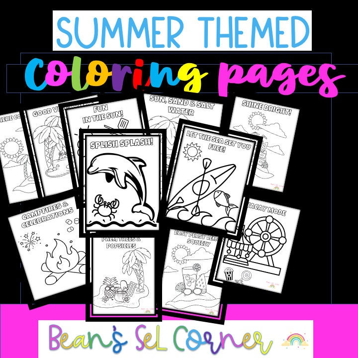 Mindful Summer-themed Coloring Pages - Etsy