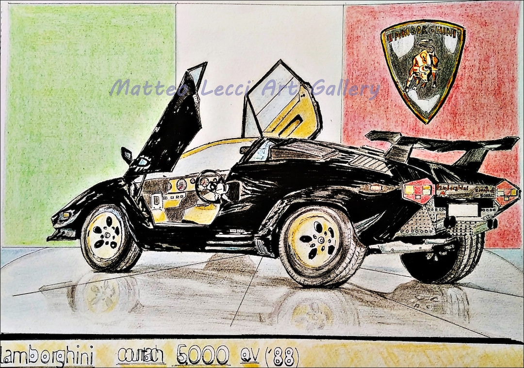 Drawing Lamborghini Countach - Etsy