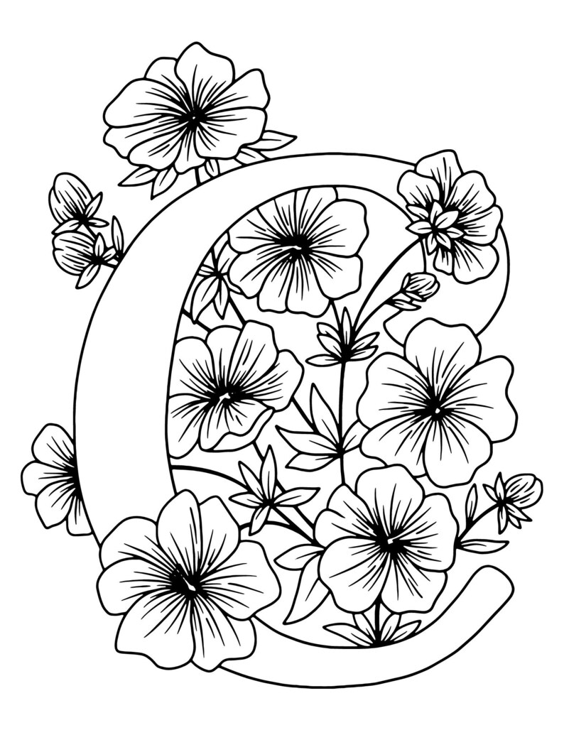 Floral Alphabet Coloring Book - Etsy