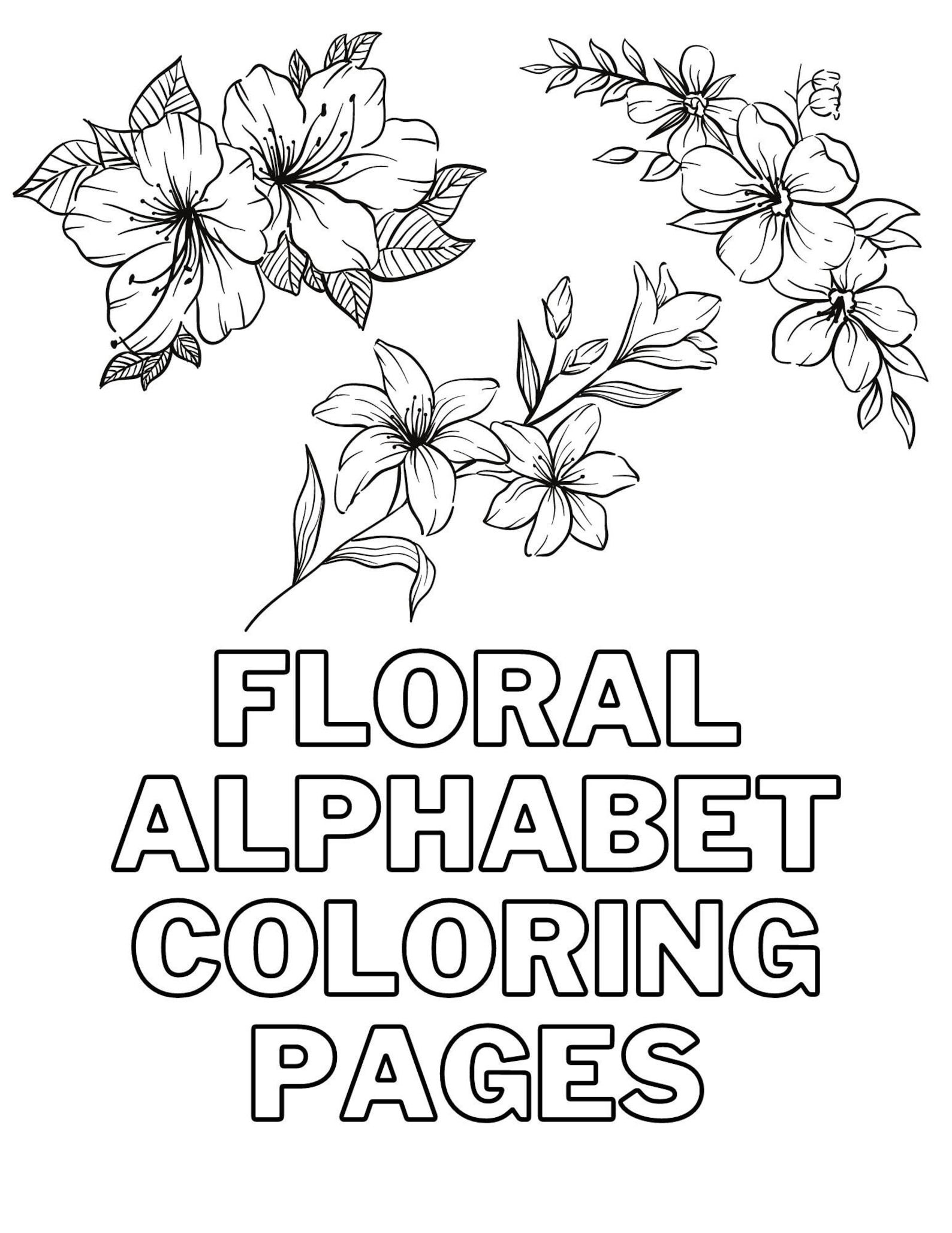 Floral Alphabet Coloring Book - Etsy