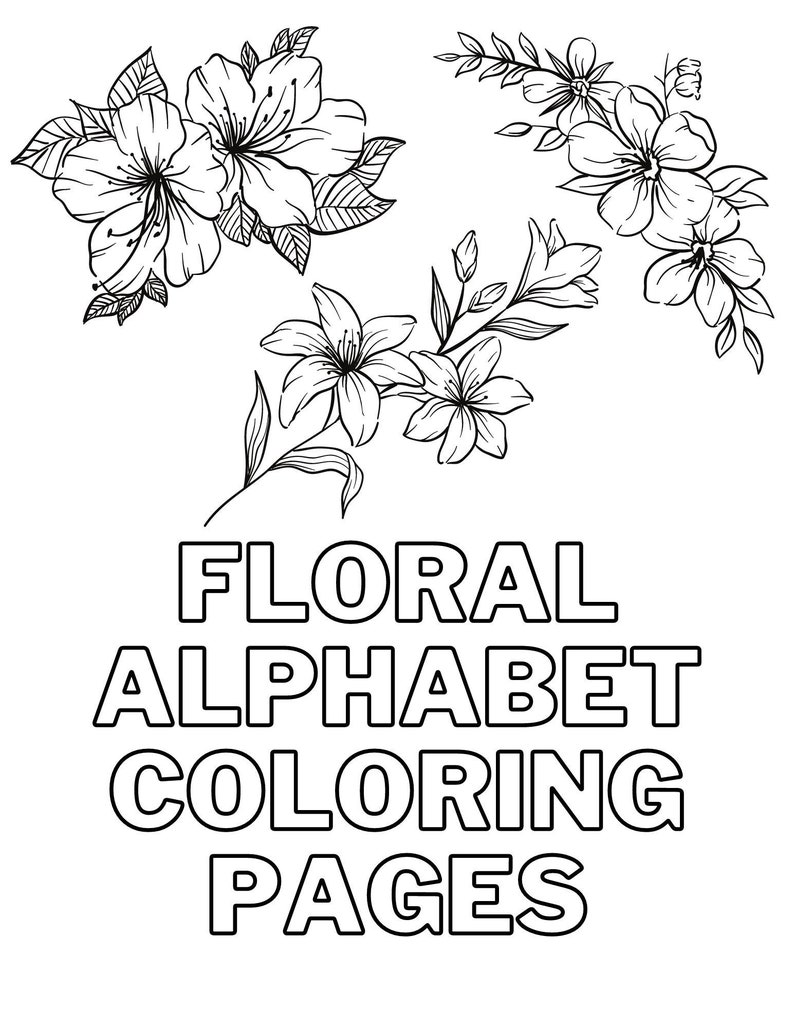 Floral Alphabet Coloring Book - Etsy
