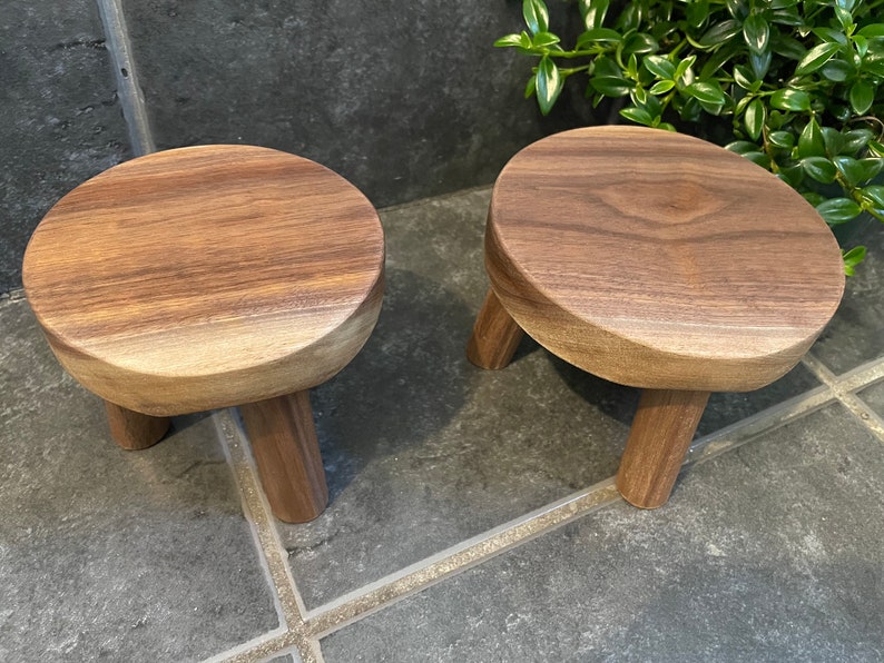 Walnut Stool, Small Live Edge Walnut Stools, Three Leg - Etsy