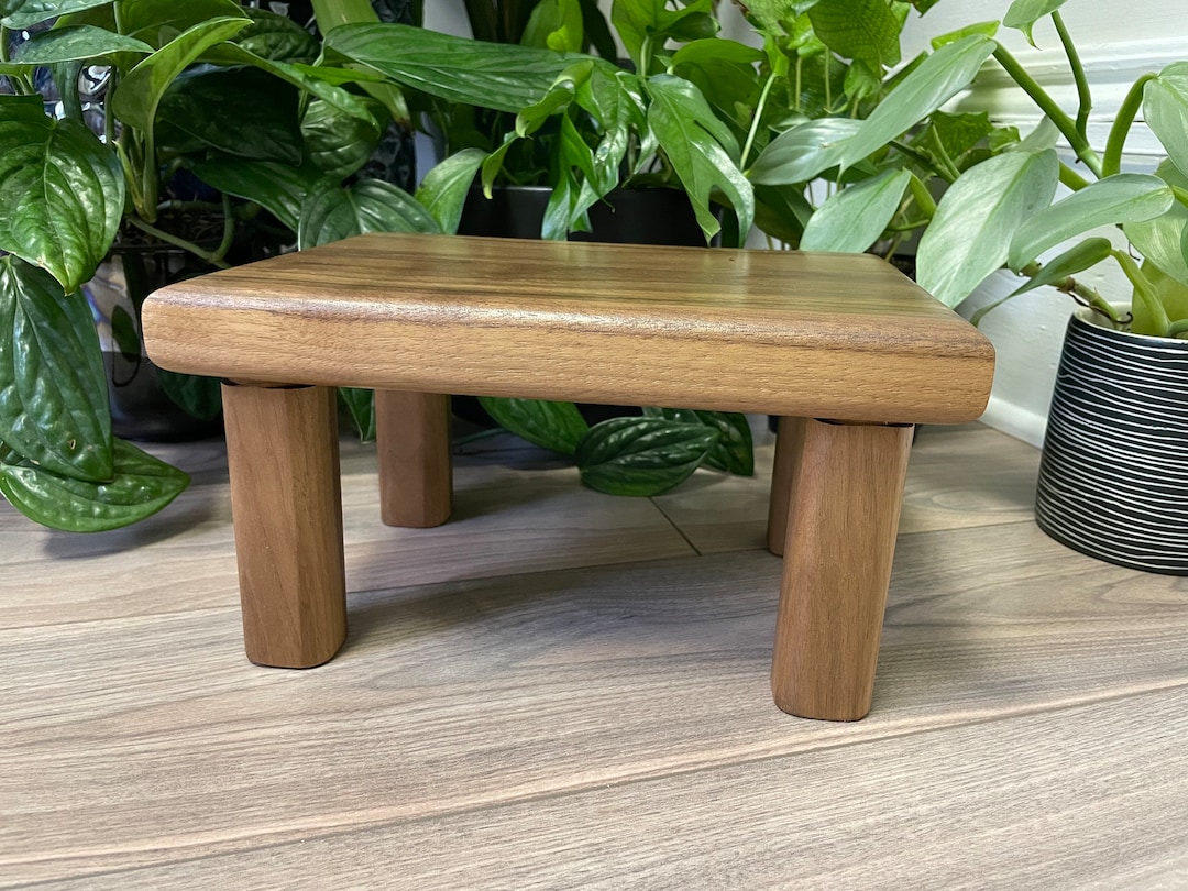 Thick Black Walnut Stool, Four Leg, Solid Walnut Kids Stool, Step Stool ...
