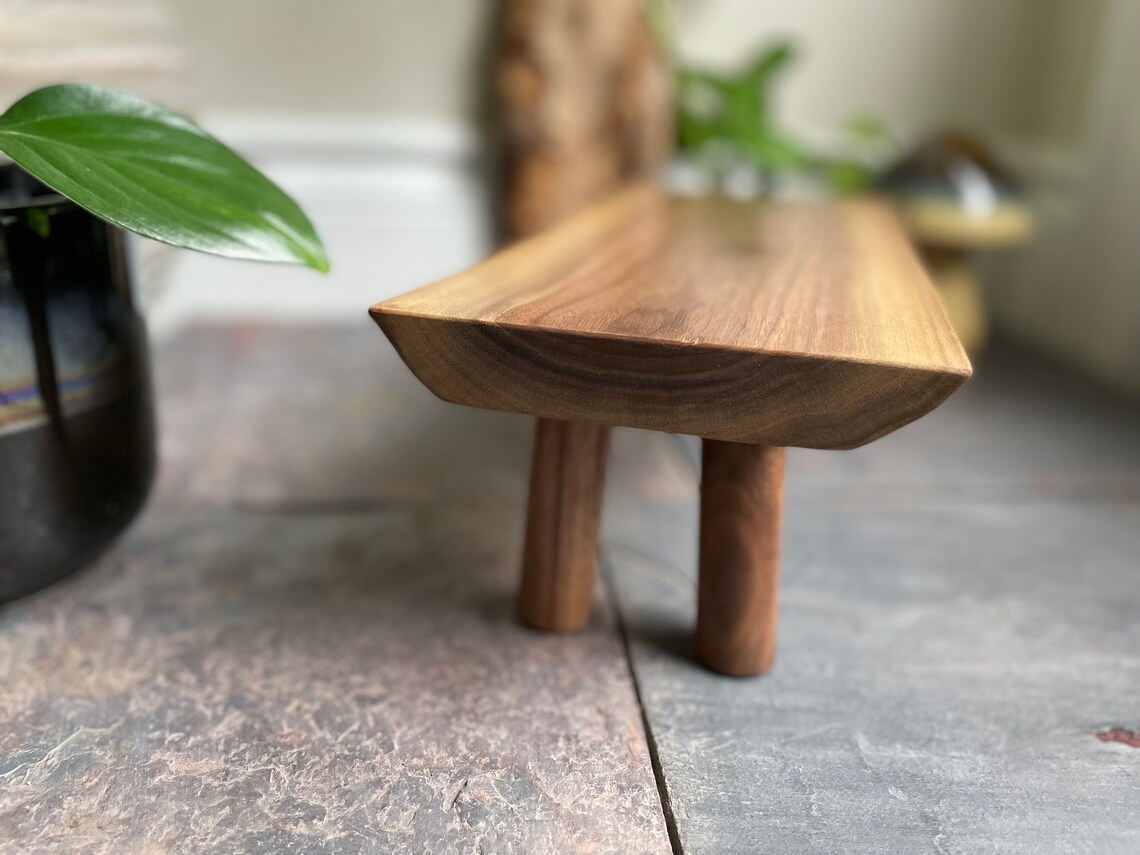 Handmade Live-edge Walnut Stool. Solid Black Walnut. Plant | Etsy