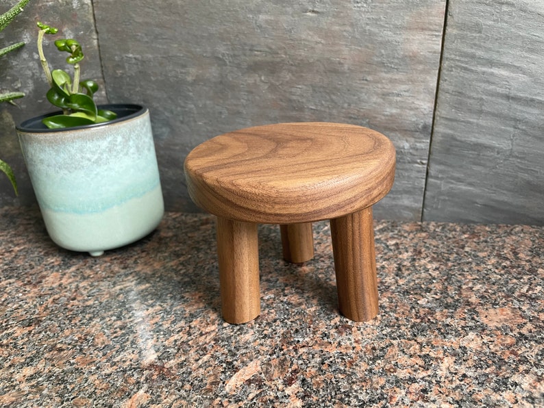 Walnut Plant Stool. Small Handmade Black Walnut Three Leg | Etsy Canada