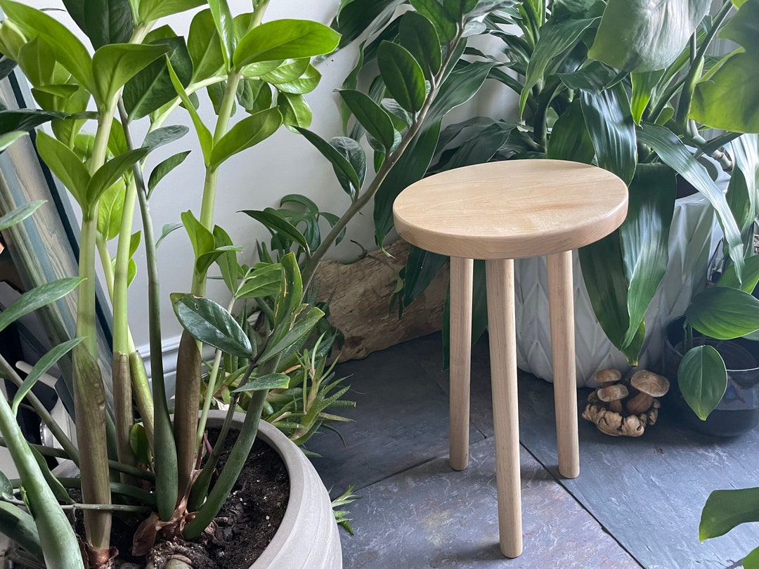 Maple Stool. Handmade Solid Maple Plant Stool. Tripod Stool - Etsy