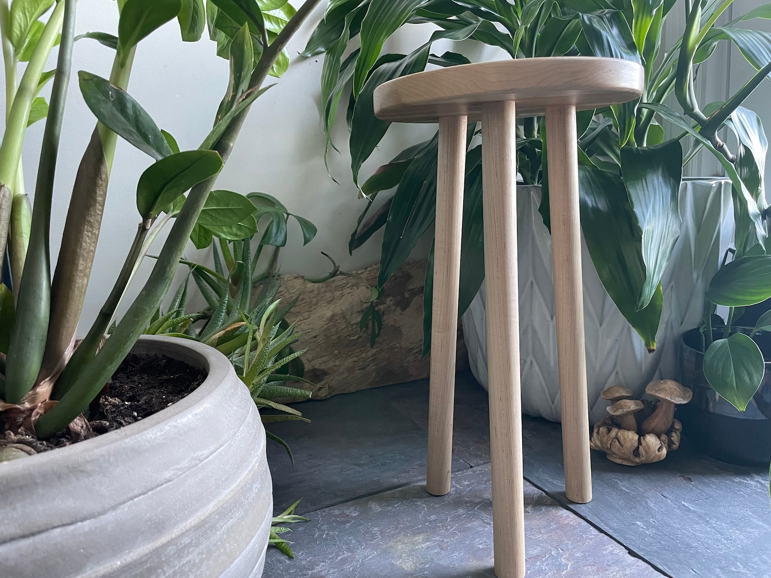 Maple Stool. Handmade Solid Maple Plant Stool. Tripod Stool - Etsy