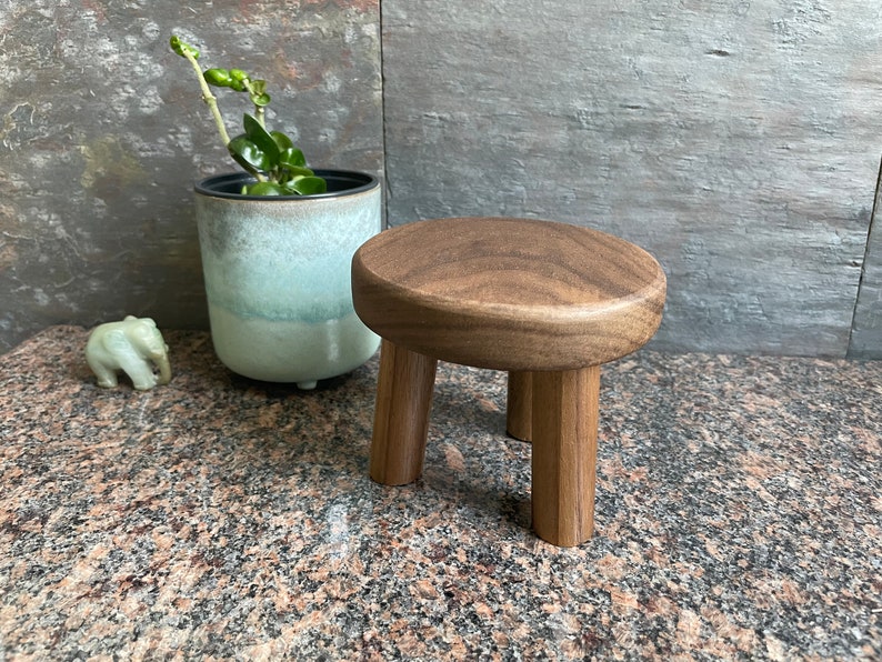 Walnut Plant Stool. Small Handmade Black Walnut Three Leg | Etsy Canada