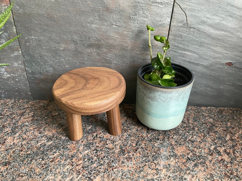 Walnut Plant Stool. Small Handmade Black Walnut Three Leg | Etsy Canada