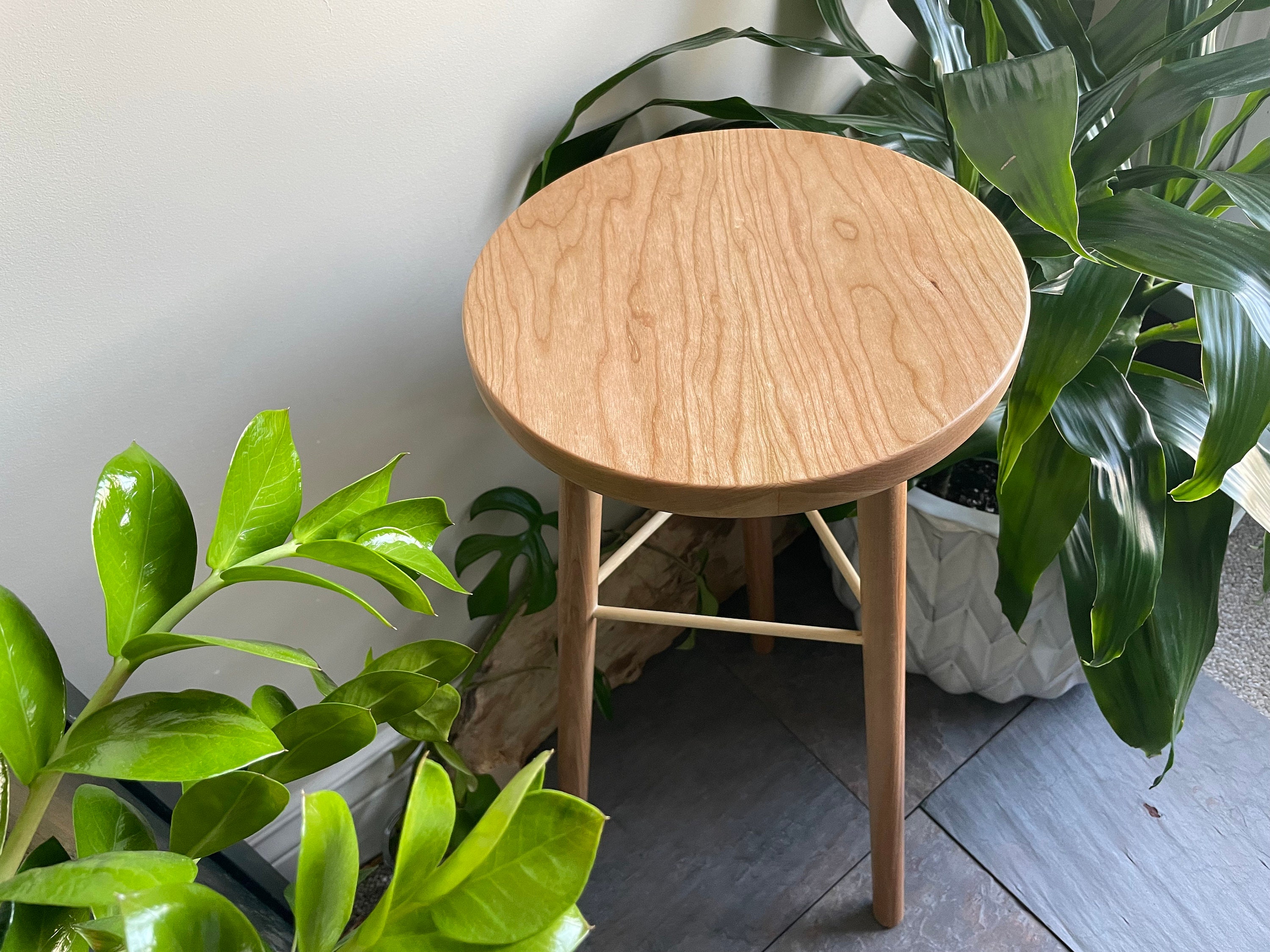 Cherry Stool. Handmade Solid Cherry Stool W Maple Legs. Plant - Etsy