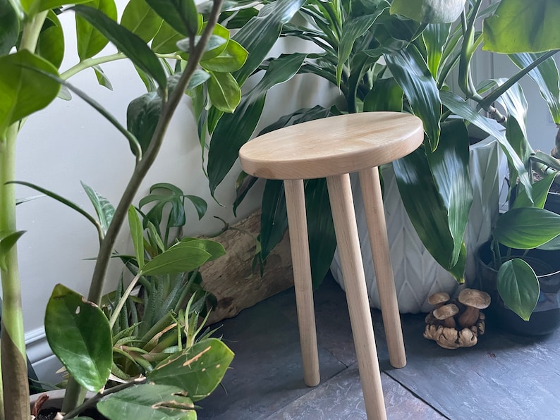 Maple Stool. Handmade Solid Maple Plant Stool. Tripod Stool - Etsy