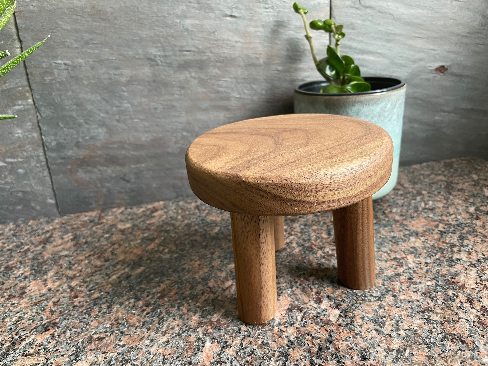 Walnut Plant Stool. Small Handmade Black Walnut Three Leg | Etsy Canada