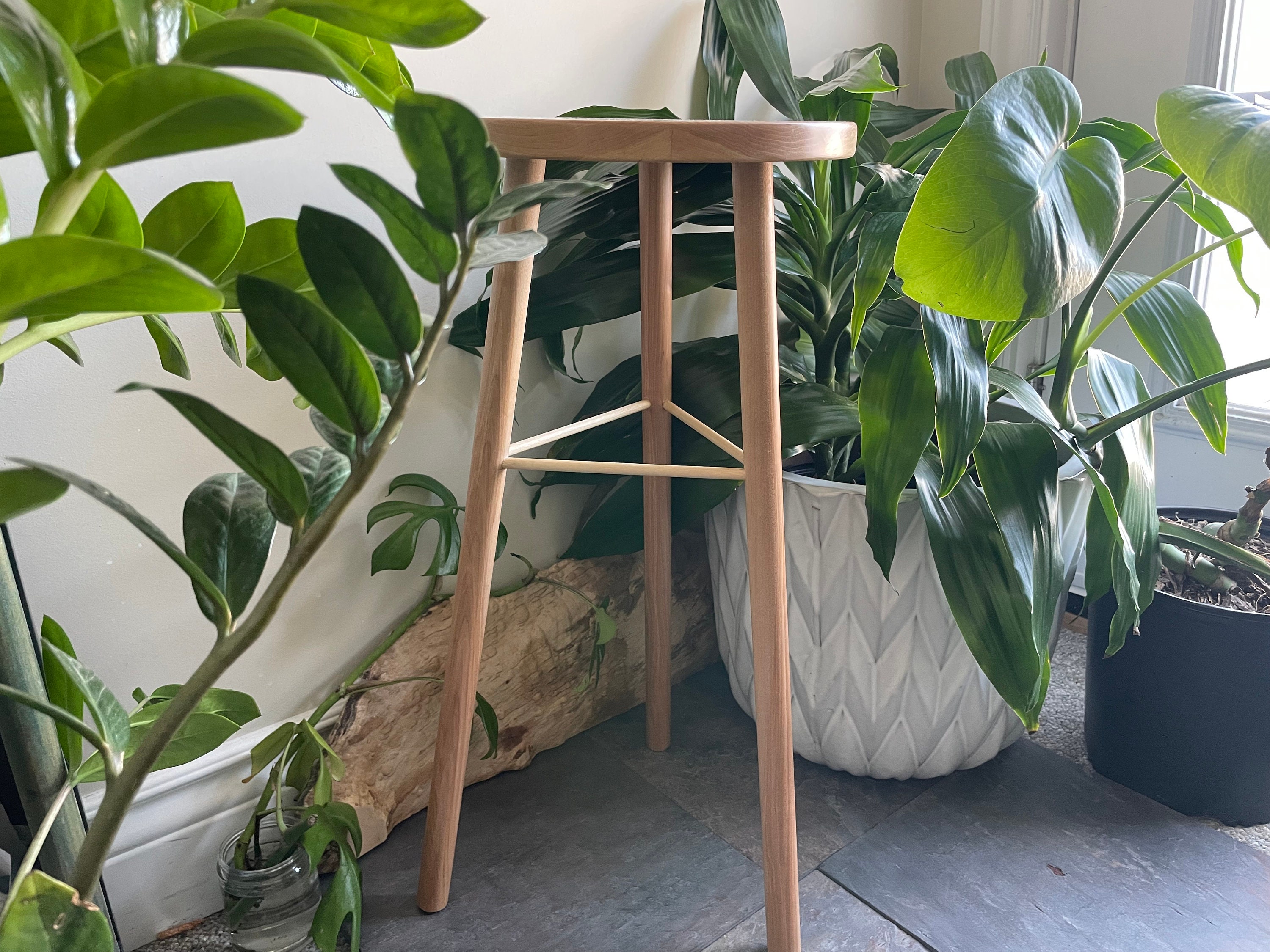 Cherry Stool. Handmade Solid Cherry Stool W Maple Legs. Plant - Etsy