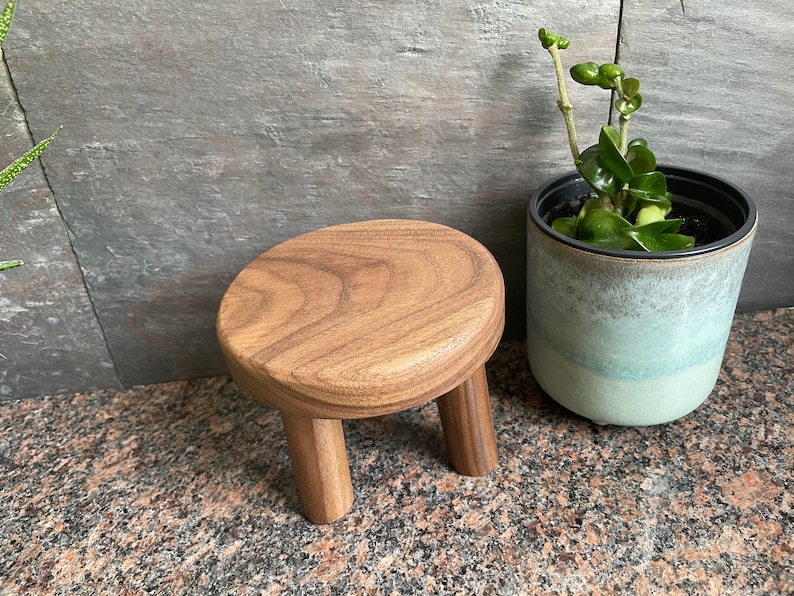 Walnut Plant Stool. Small Handmade Black Walnut Three Leg - Etsy Canada