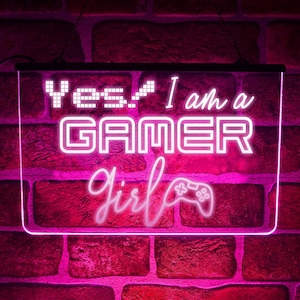 Gamer Girl Neon Style LED Light Wall Sign | Wall Display for Gaming ...